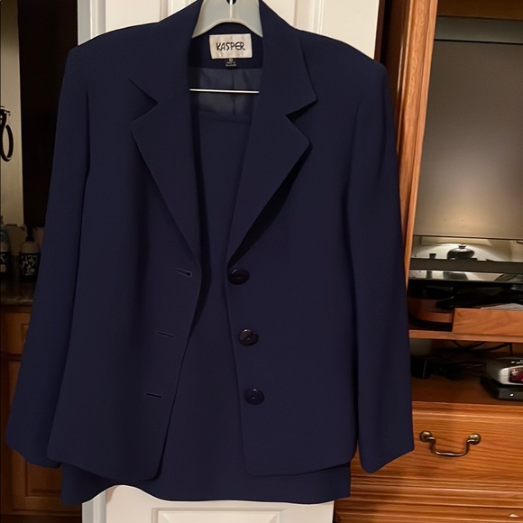 Kasper | Skirts | Kasper Womens Dark Purplish Blue Suit With Skirt ...